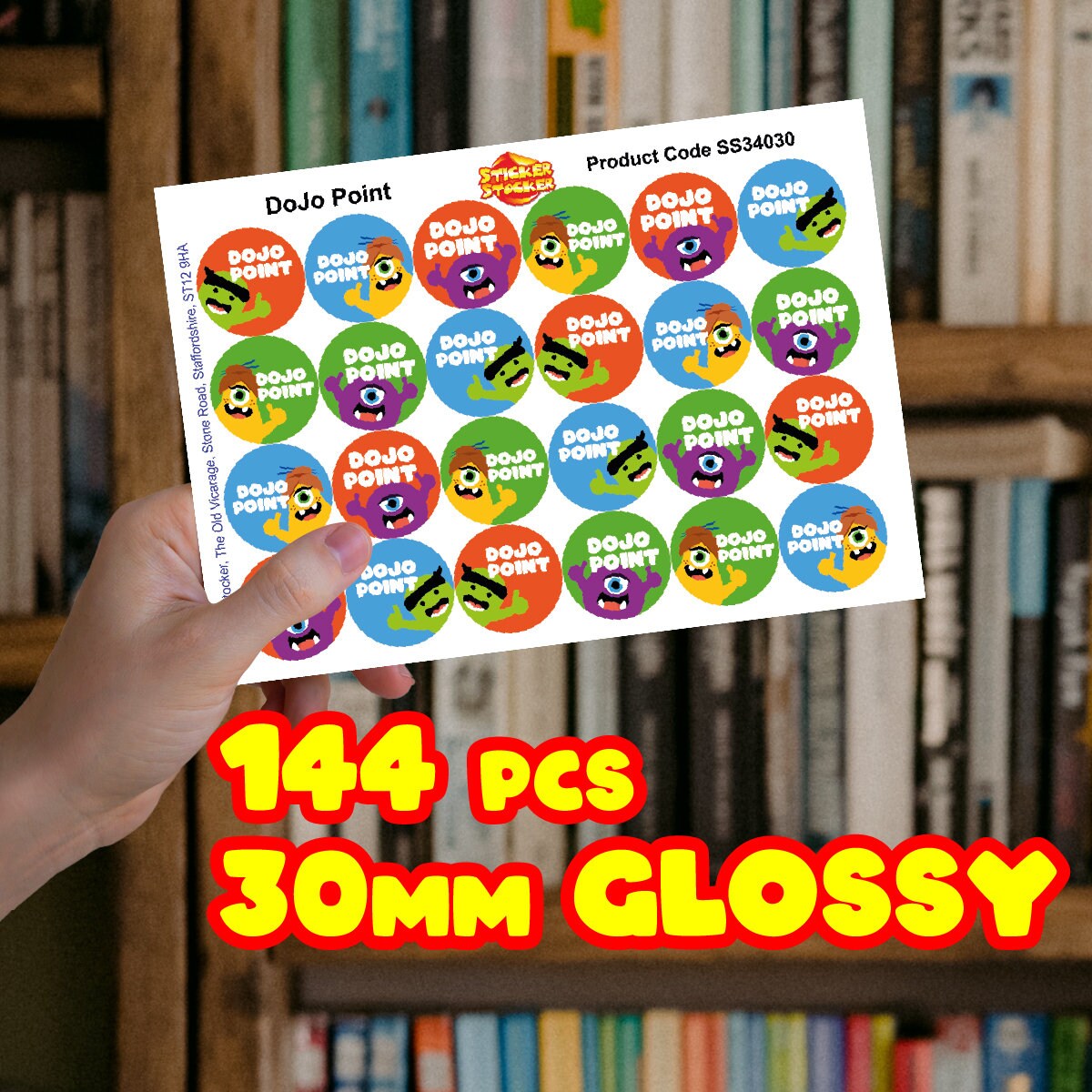 144 Dojo Points - 30mm - Glossy Reward Stickers for Teachers & Parents ...