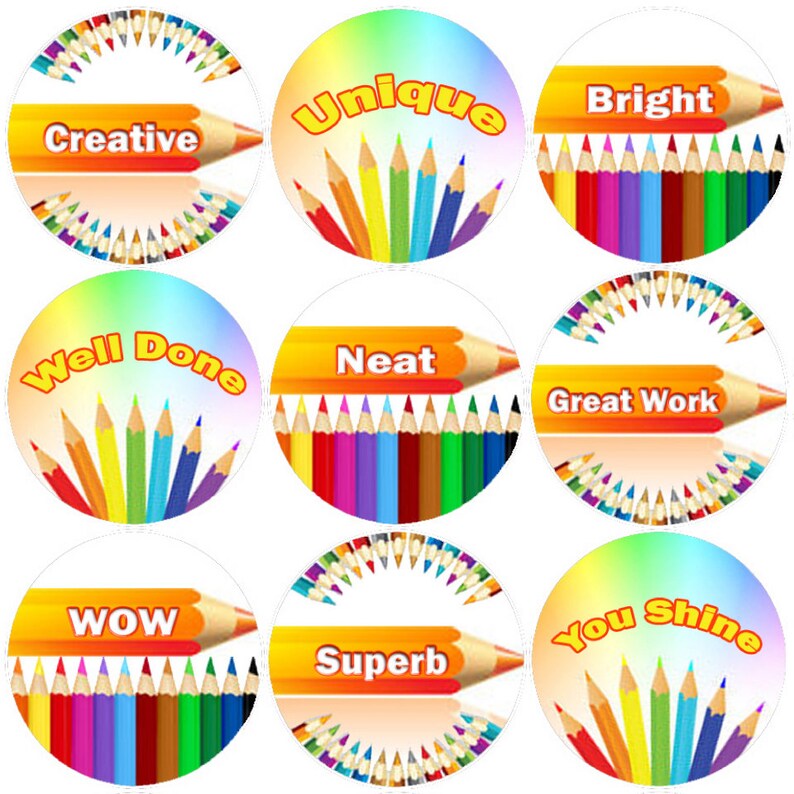 144 Positive Pencils 30mm Children's Reward Stickers for - Etsy UK
