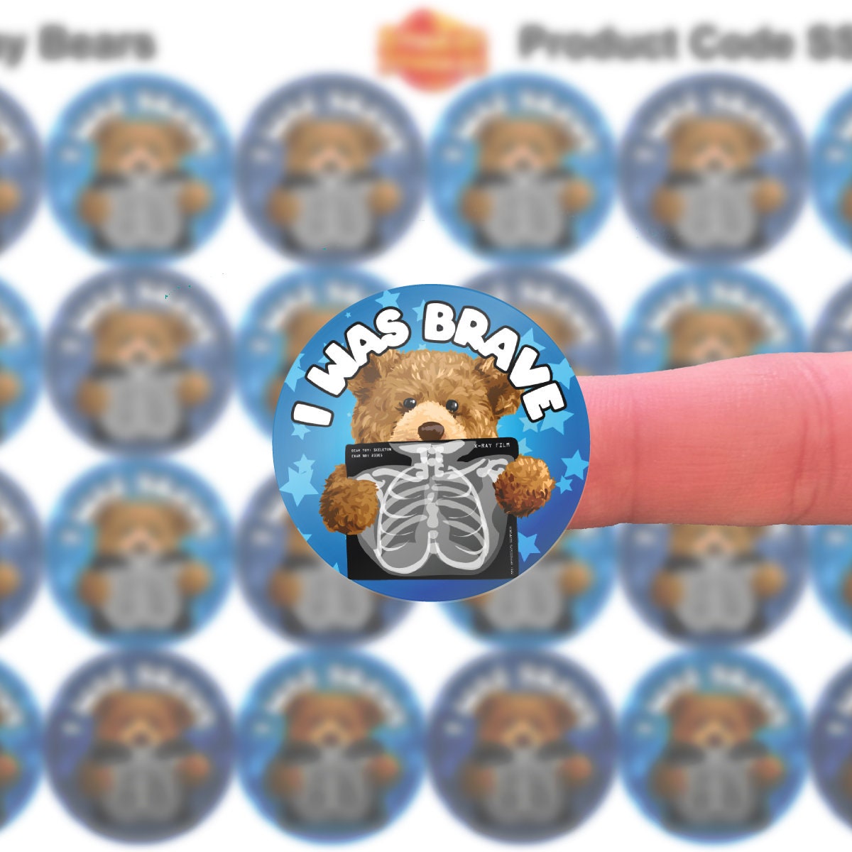 144 Bear Bones Bravery - 30mm Glossy X-ray Reward Stickers for Teachers ...