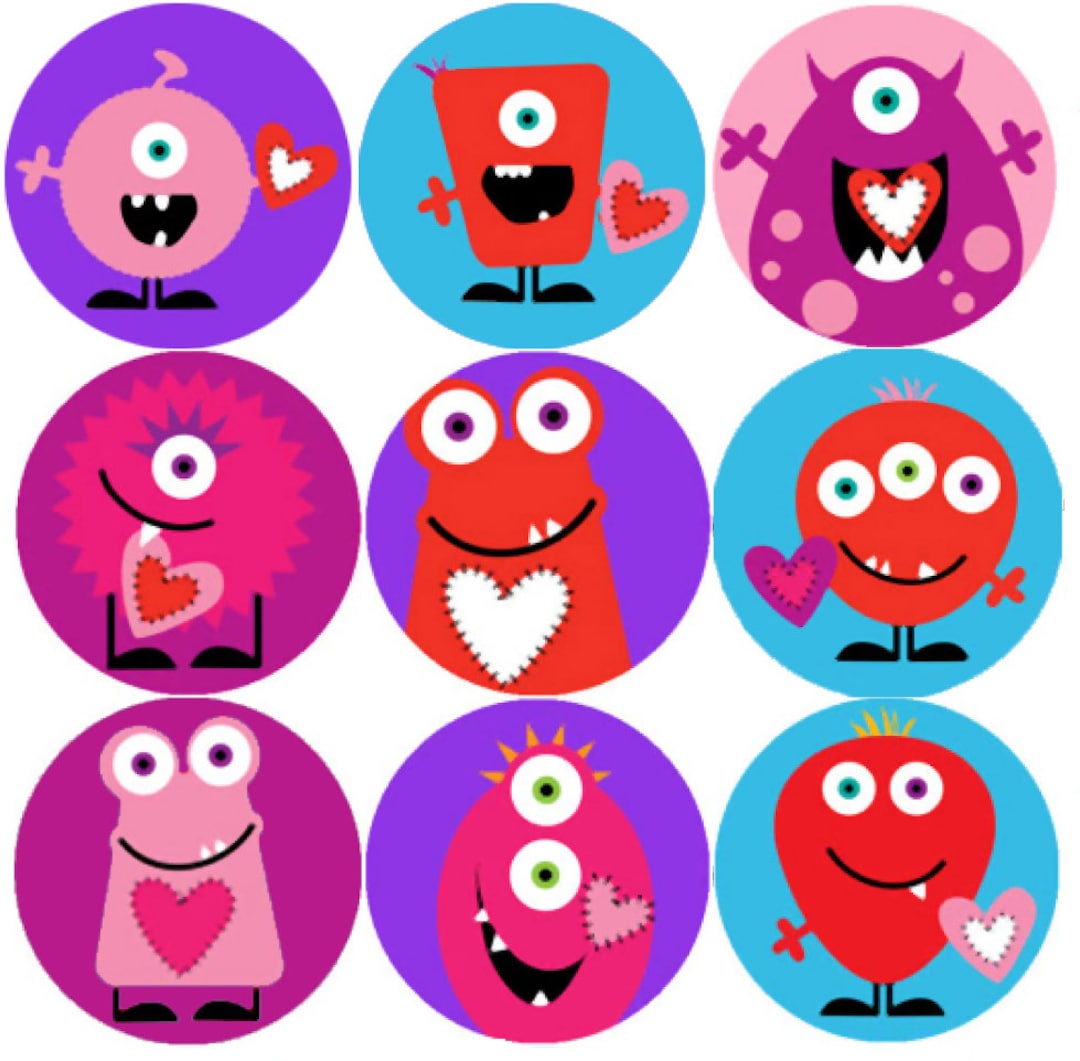 144 Monster Hearts 30mm Children's Reward Stickers for Teachers ...