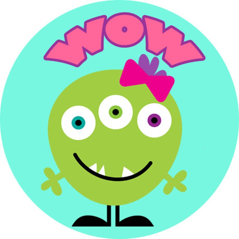 144 Girly Monsters Praise Words 30mm Round Children's - Etsy