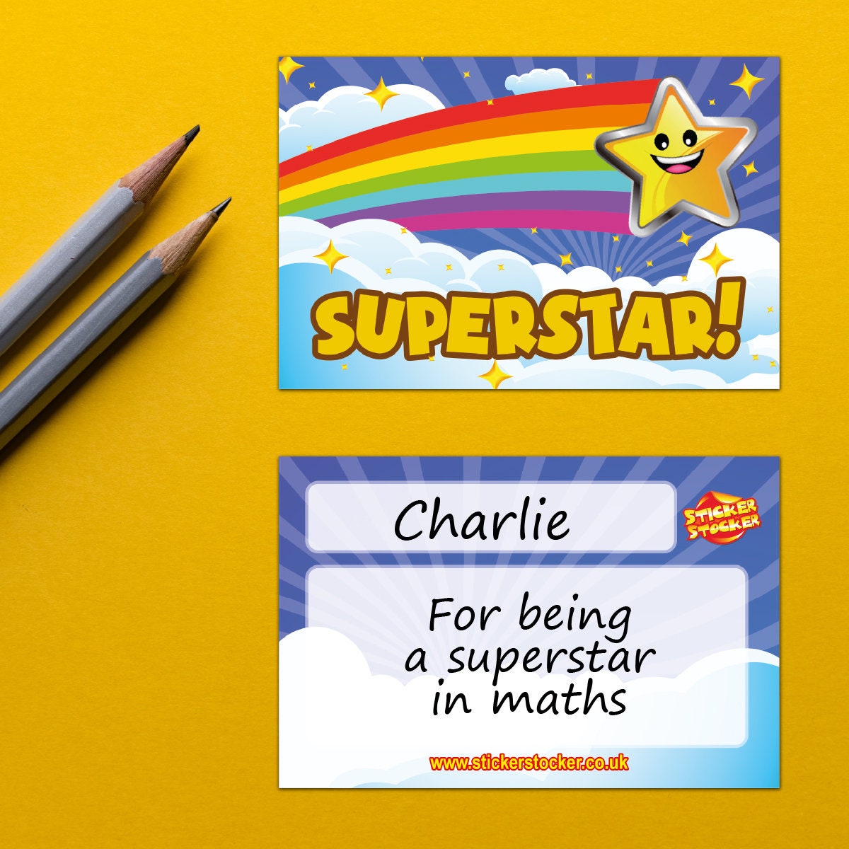 30 Superstar Award Cards for School Teachers, Wallet Sized Glossy ...