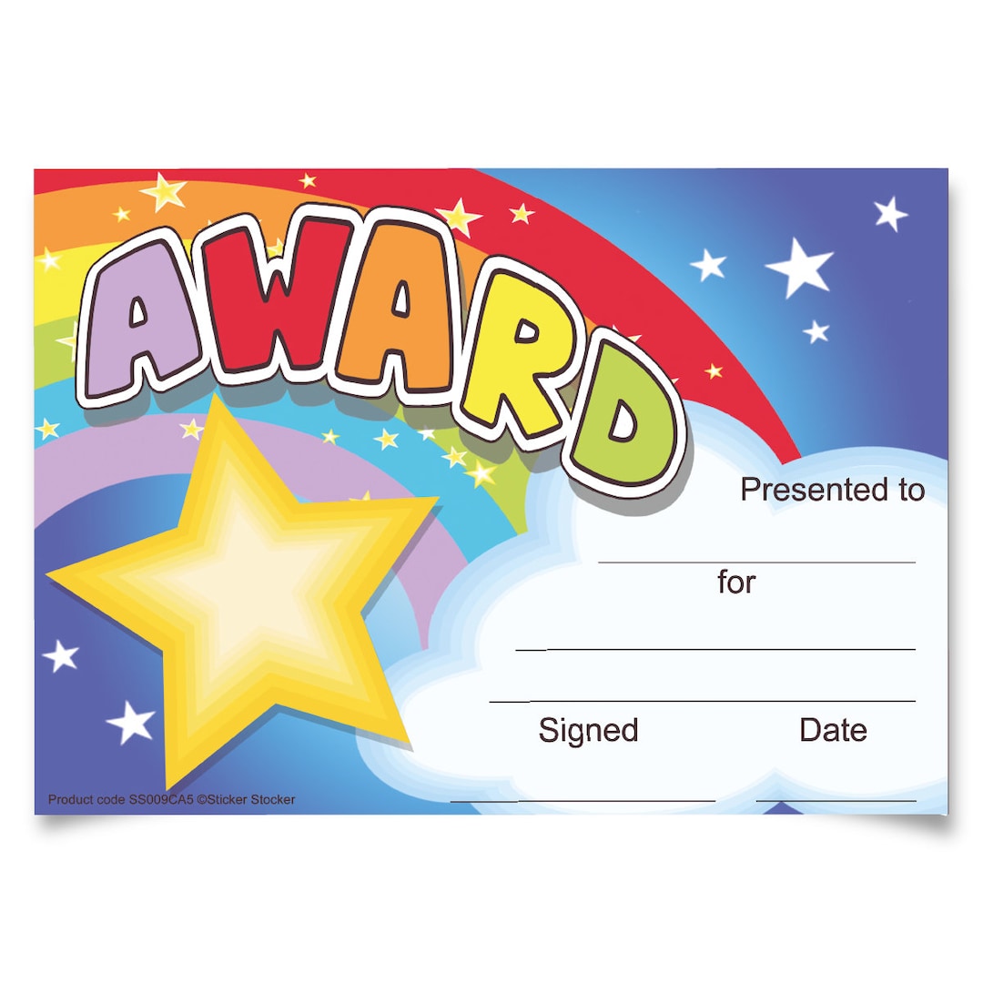 30 Rainbow Award Certificates for School Teachers, 250gsm A5 Silk ...