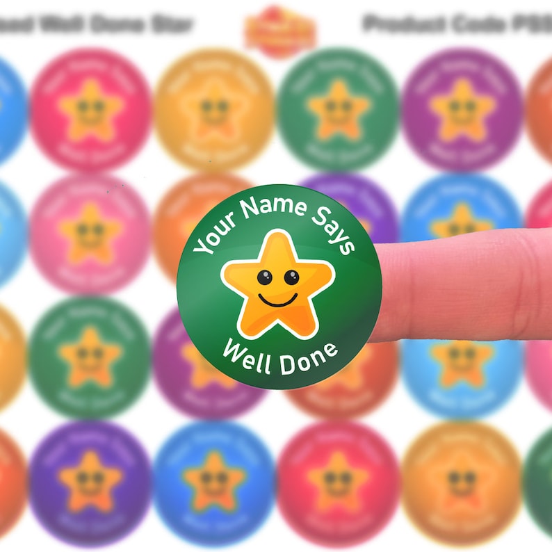 144 Personalised Well Done Star 30mm Reward Stickers for Teachers ...