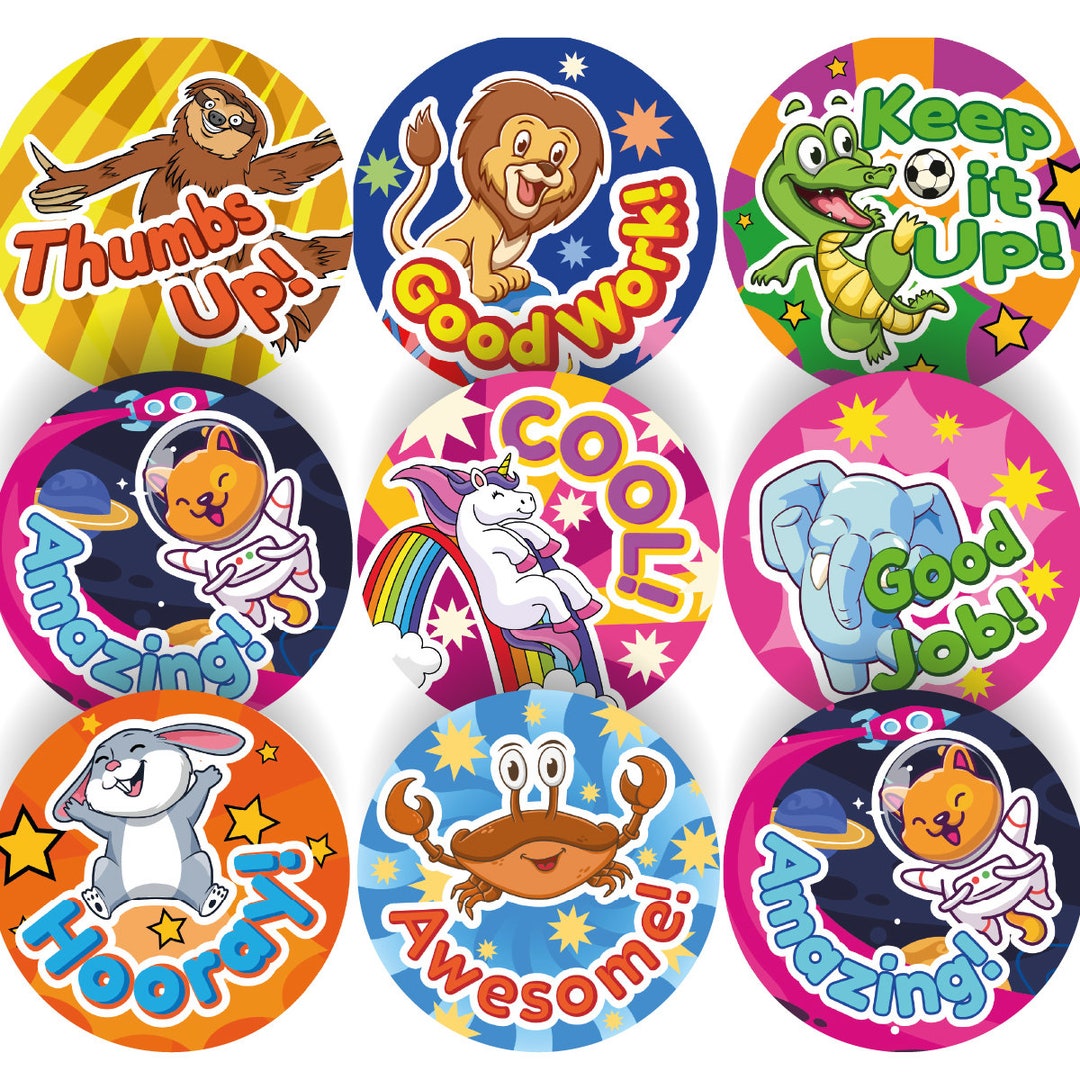 144 Cool Praise Animals 30 Mm Reward Stickers for Teachers, Parents and ...