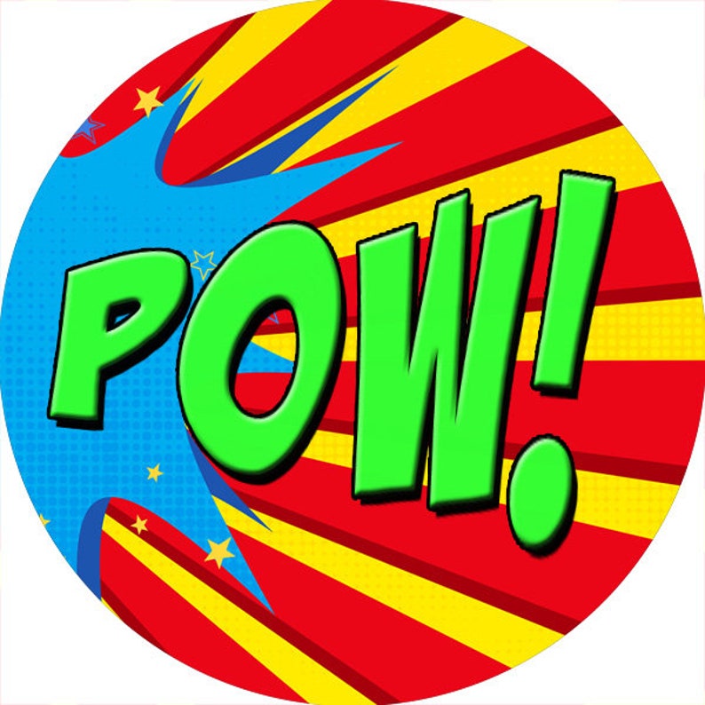 144 POW WOW Superhero 30mm Reward Stickers for Teachers | Etsy