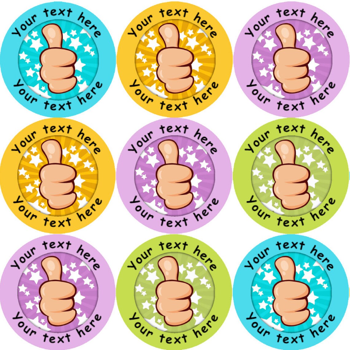 144 Personalised Thumbs up 30mm Reward Stickers for School - Etsy