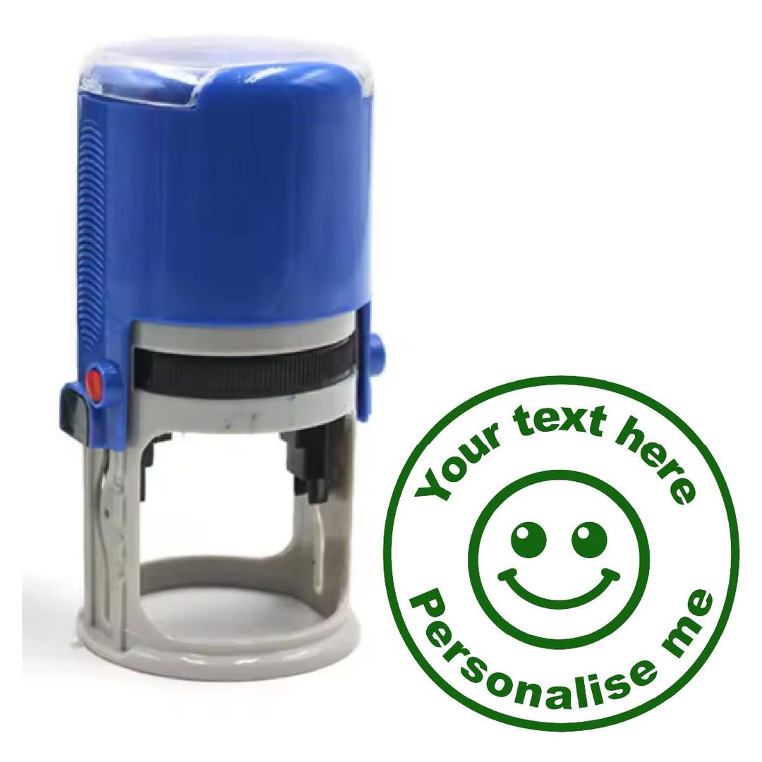 Personalized Happy Face Stamp, Self Inking Teacher Stamper (30mm) - Etsy UK