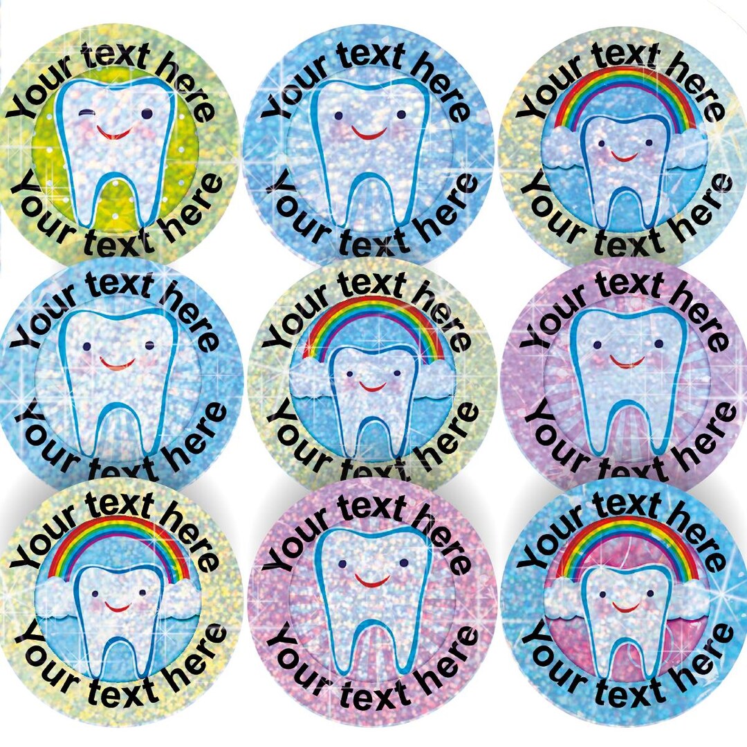 96 Personalised Sparkle Happy Teeth 30mm Reward Stickers + 60 Free ...