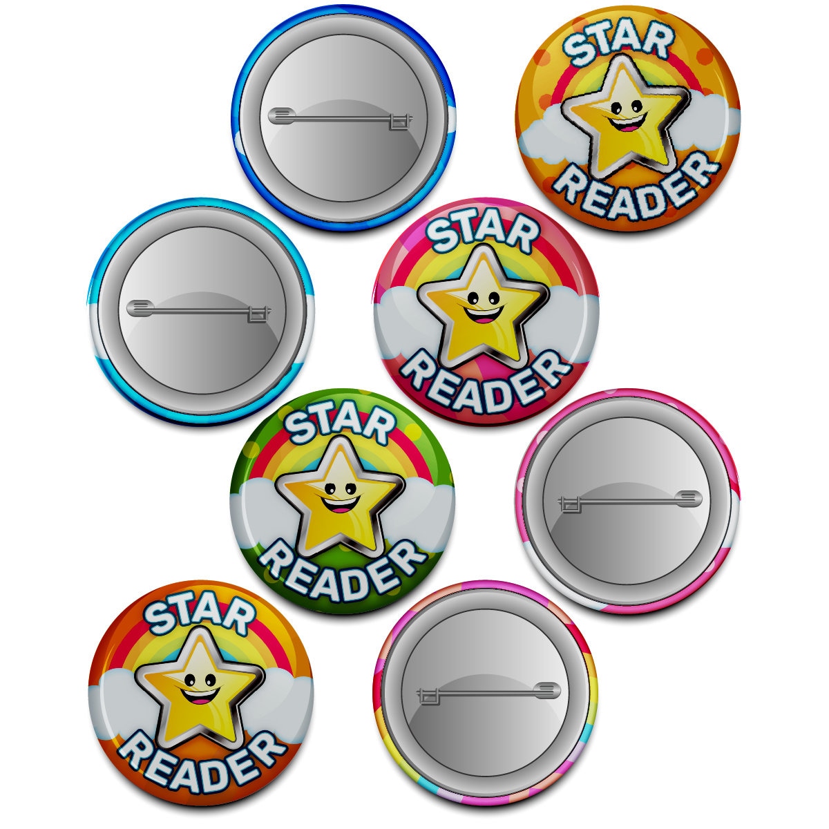 20 X Star Reader Badge 38mm (pack of 20 Pin Badges - 38mm) Teachers ...