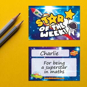 30 Space Star of the Week Award Cards for School Teachers, Wallet Sized ...