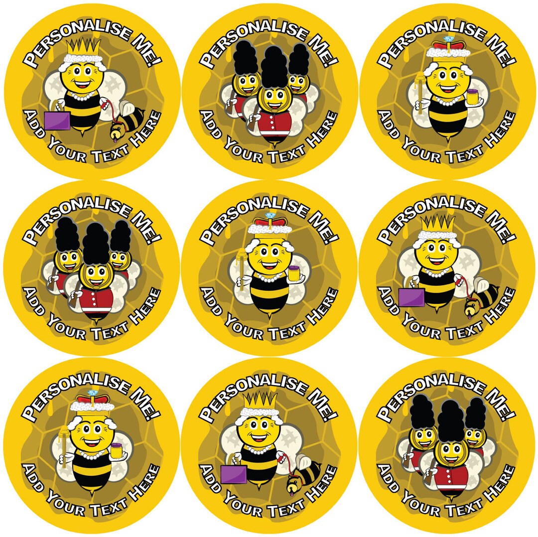 144 Personalised Royal Bee 30mm Reward Stickers for School Teachers ...