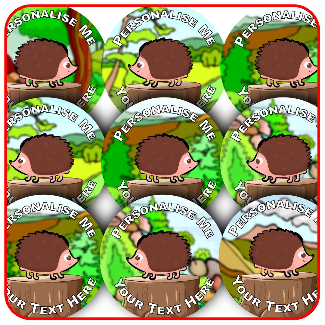 144 Personalised Hedgehog 30mm Glossy Stickers Labels - Etsy UK