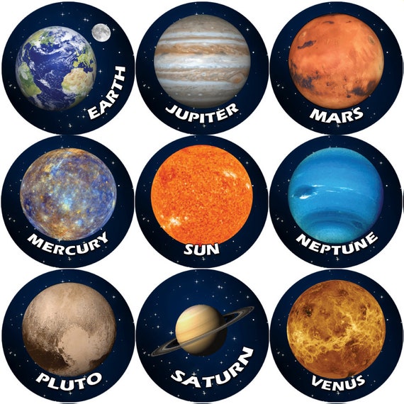 144 Solar System Planets 30mm Space Reward Stickers for | Etsy UK