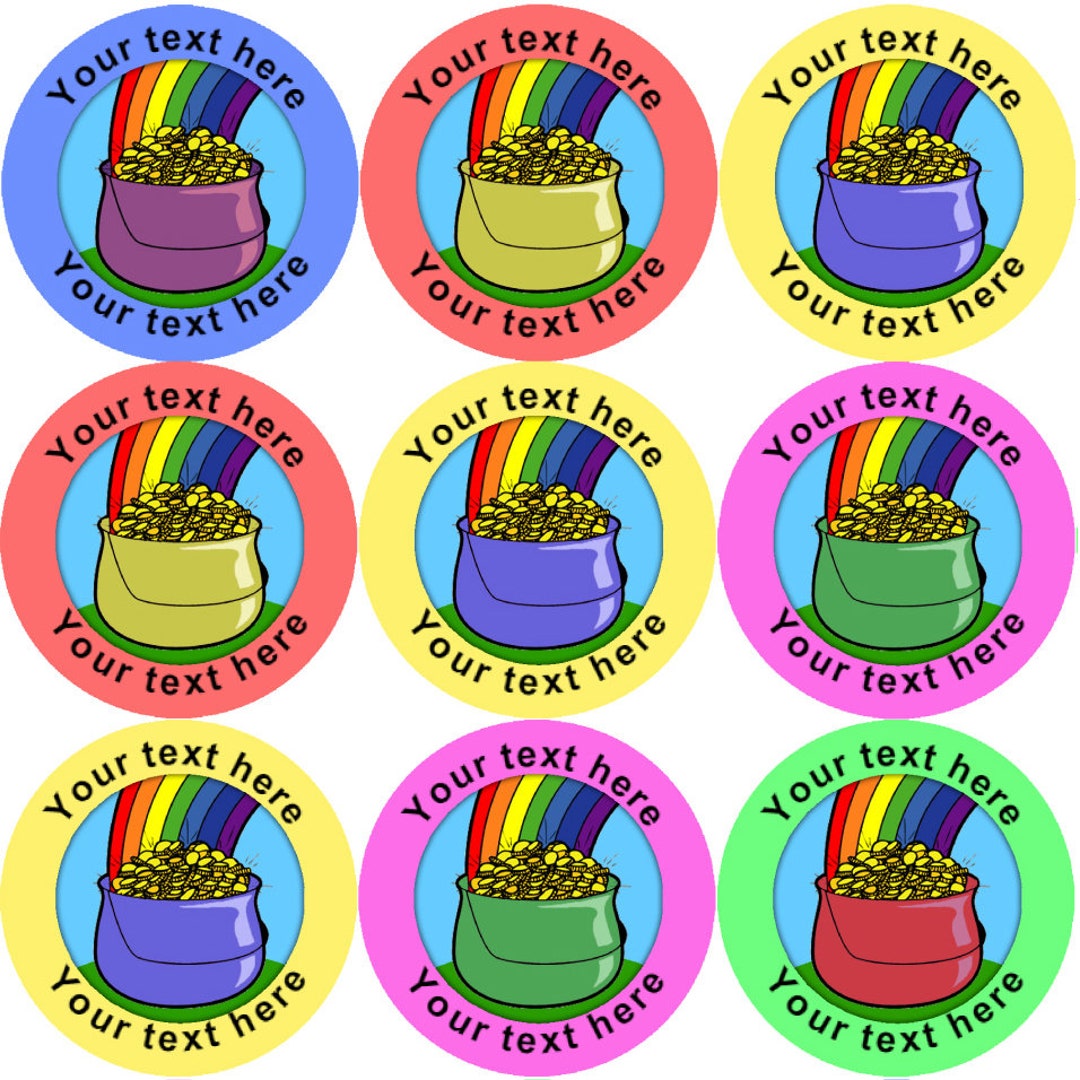 144 Pot of Gold Personalised 30mm Reward Stickers for School Teachers ...