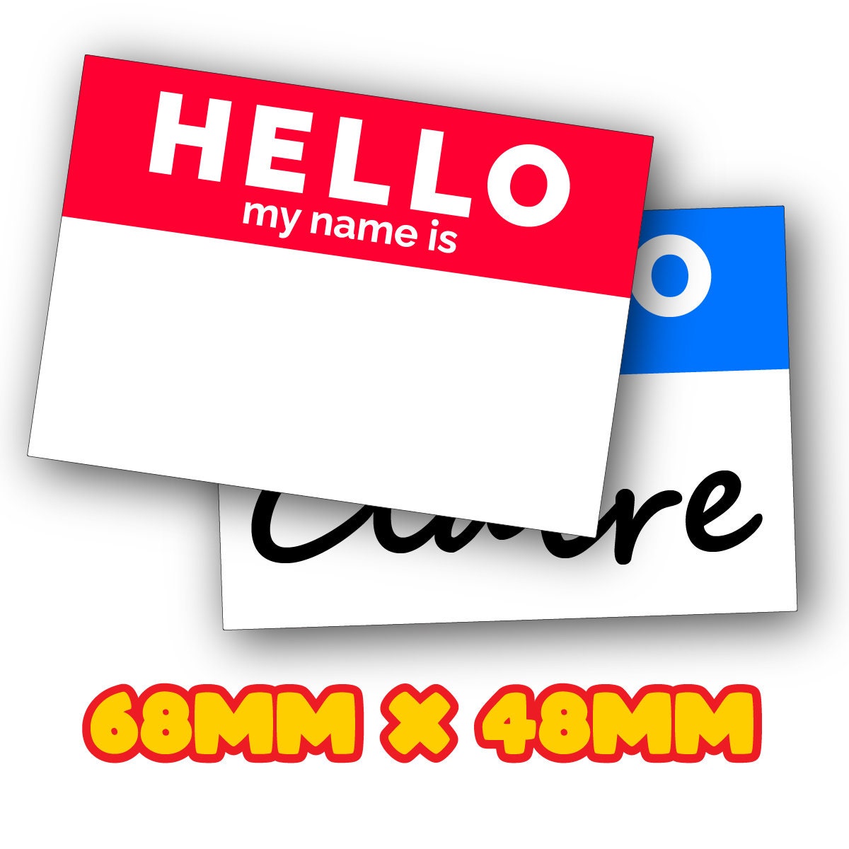 Colourful Name Tag Labels, Hello My Name is Stickers 68mm X 48mm - Etsy UK