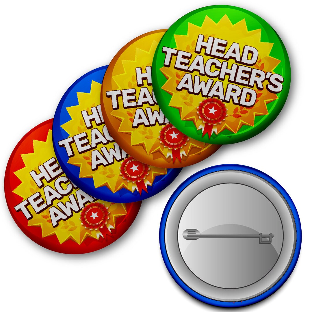 20 X Head Teachers Award Badge 38mm (pack of 20 Pin Badges - 38mm ...