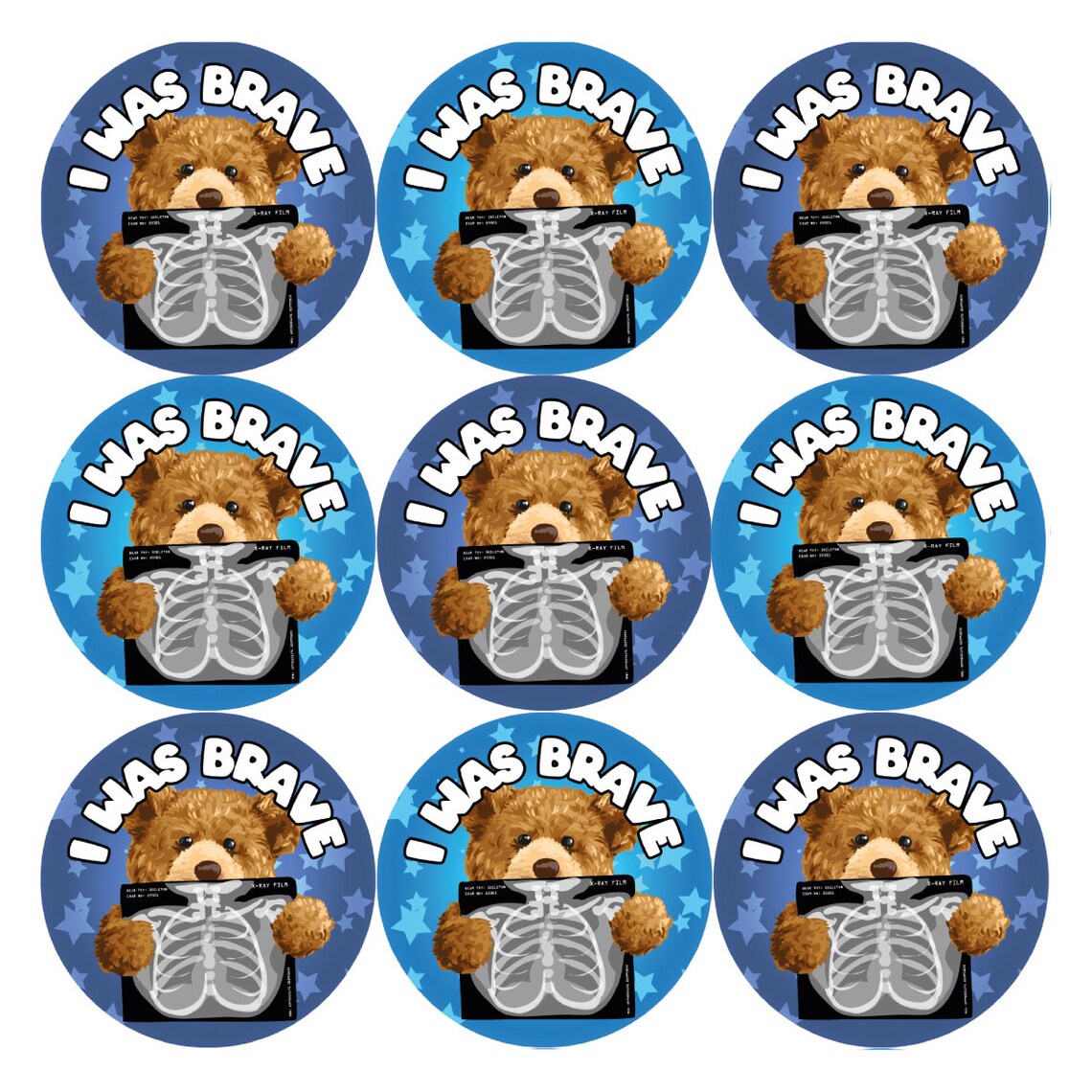 144 Bear Bones Bravery - 30mm Glossy X-ray Reward Stickers for Teachers ...