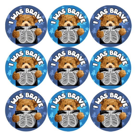 144 Bear Bones Bravery 30mm Glossy X-ray Reward Stickers for - Etsy UK