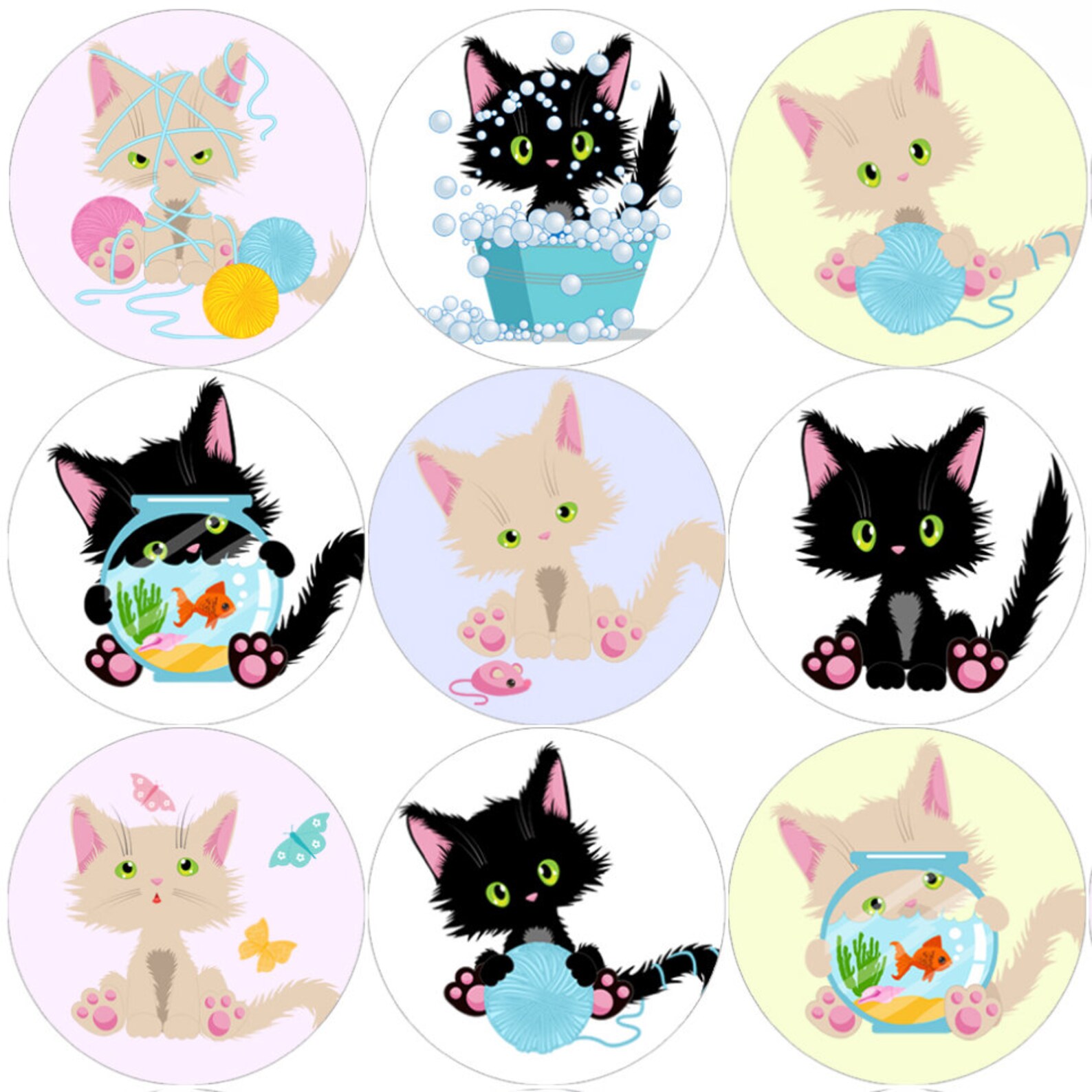 144 Cute Cats 30mm Reward Stickers for Teachers Parents and - Etsy