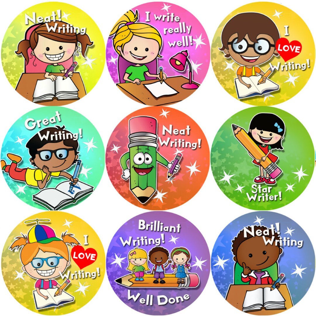 144 Writing Awards 30 Mm Reward Stickers for School Teachers, Parents ...