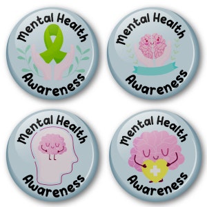 20 X Mental Health Awareness Badge 38mm (pack of 20 Pin Badges - 38mm ...