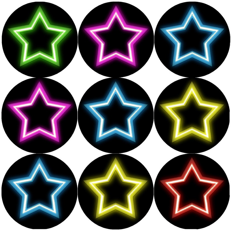 144 Neon Stars 30mm Round Children's Reward Stickers for | Etsy