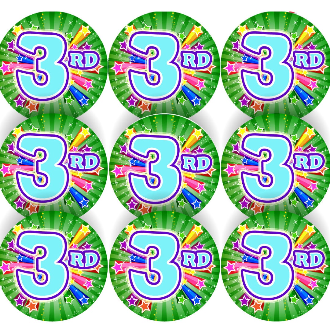 144 3rd Place Sports Day 30mm Round Children's Reward Stickers for ...