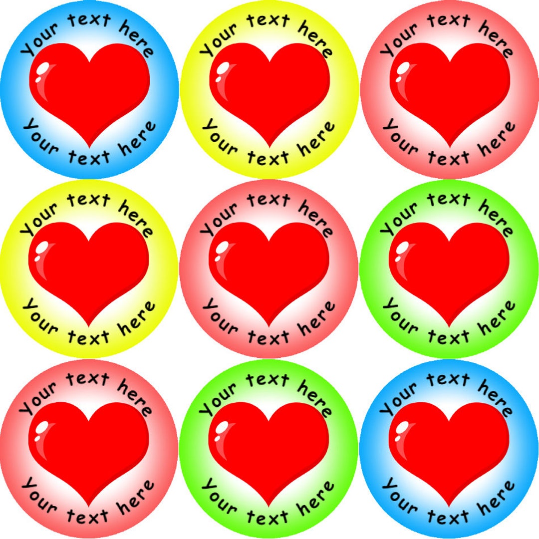 144 Heart Personalised 30 Mm Reward Stickers for School - Etsy