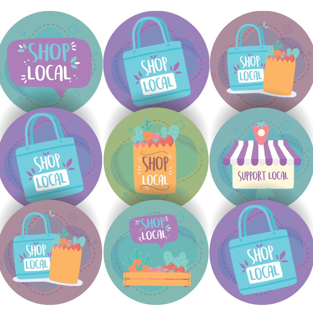 144 Shop Local 30mm Shop Themed Glossy Labels Ideal for Product ...