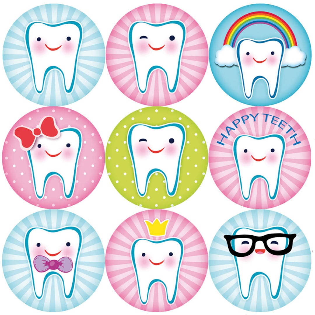 144 Happy Teeth 30mm Reward Stickers for Teachers, Parents. Dentist and ...