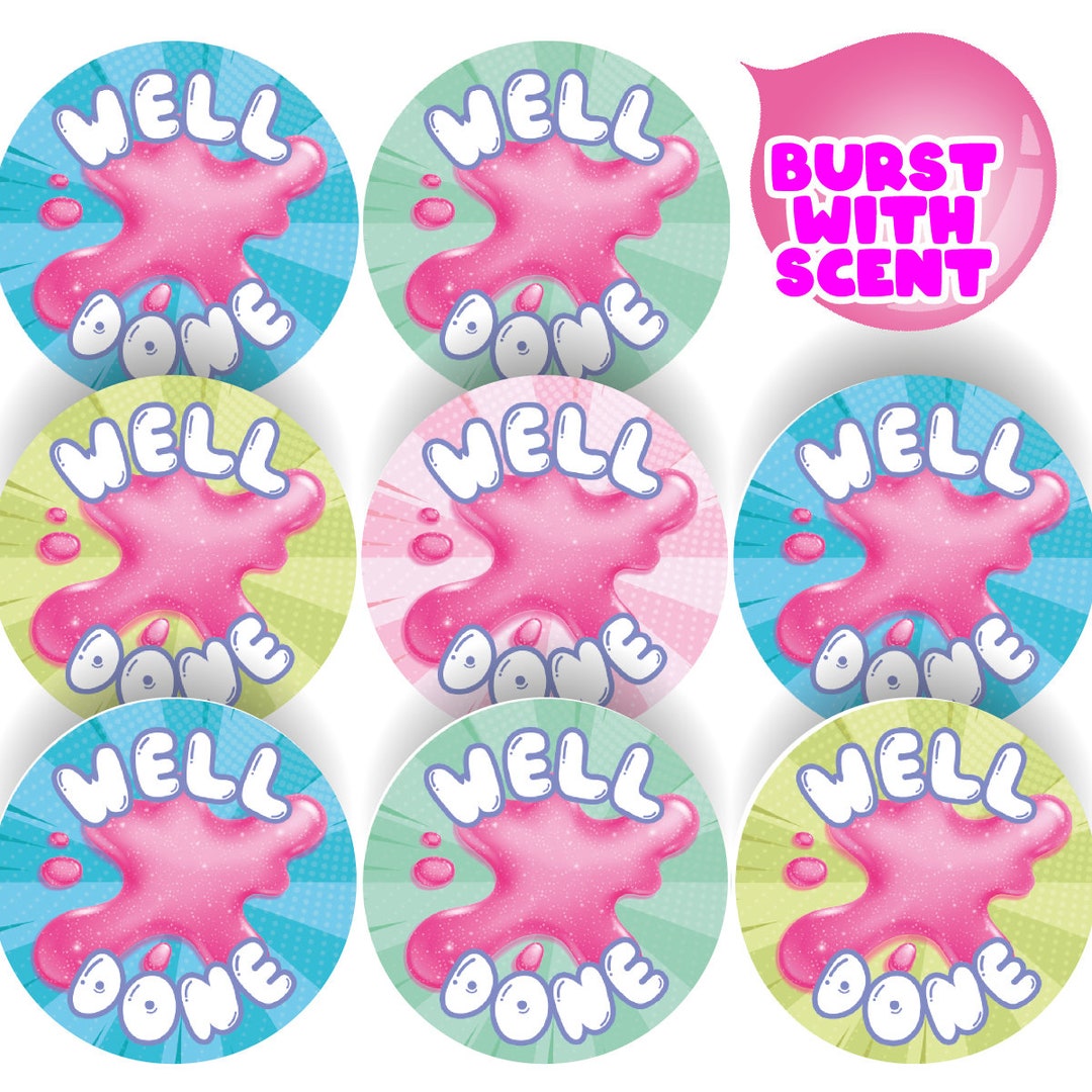 120 Bubblegum Well Done 30mm Scented Reward Stickers for Teachers ...