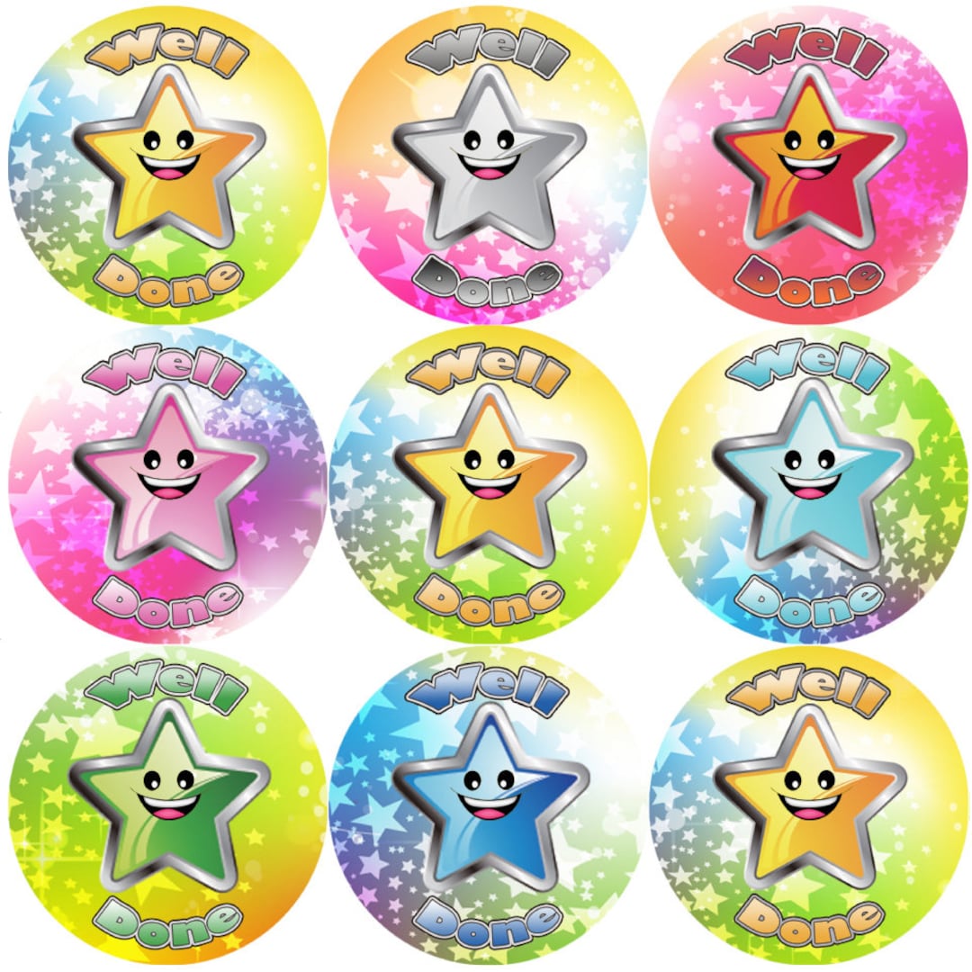 144 Well Done 30mm Round Children's Reward Stickers for Teachers ...