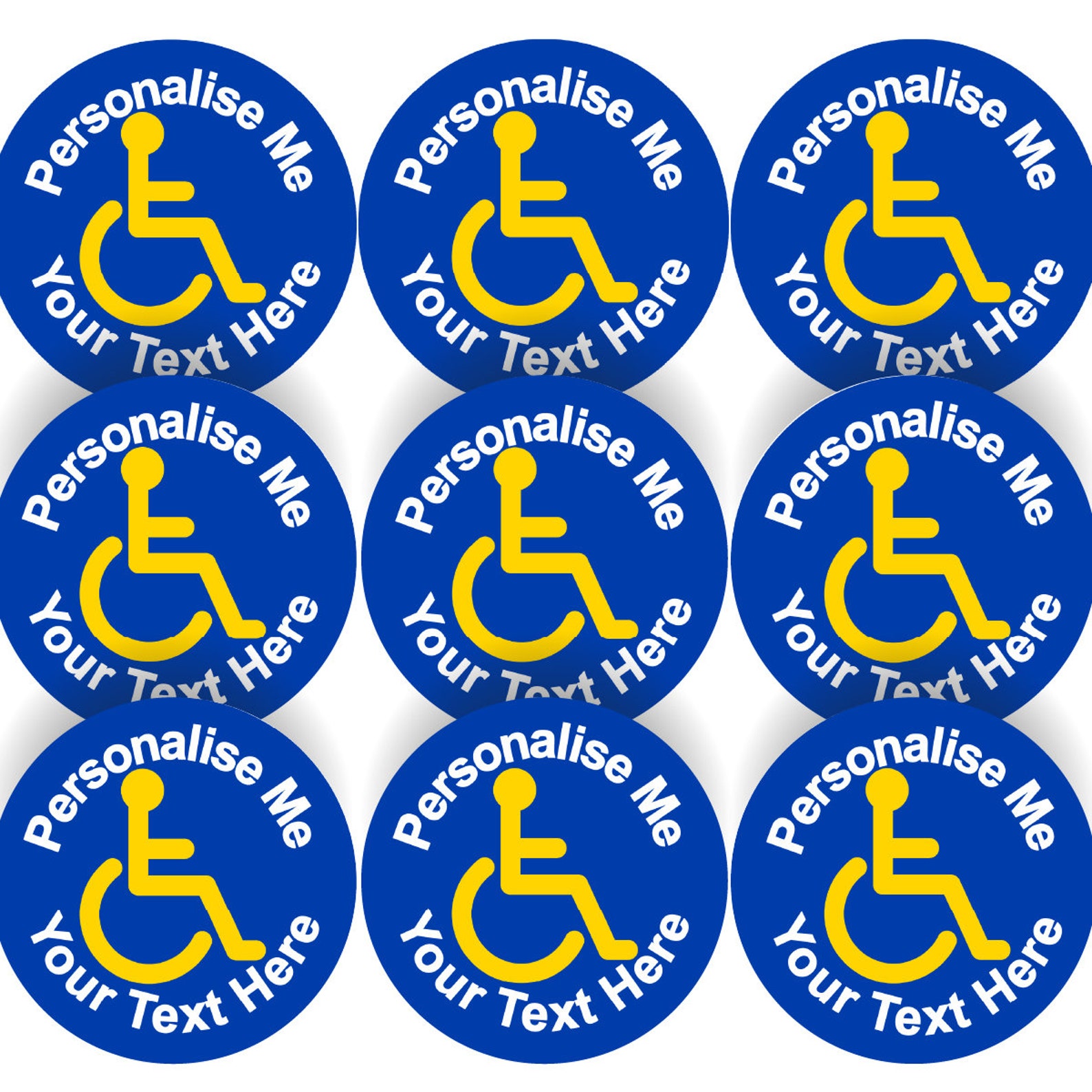 144 Disability Wheelchair Logo Personalised 30mm Stickers for Disabled ...