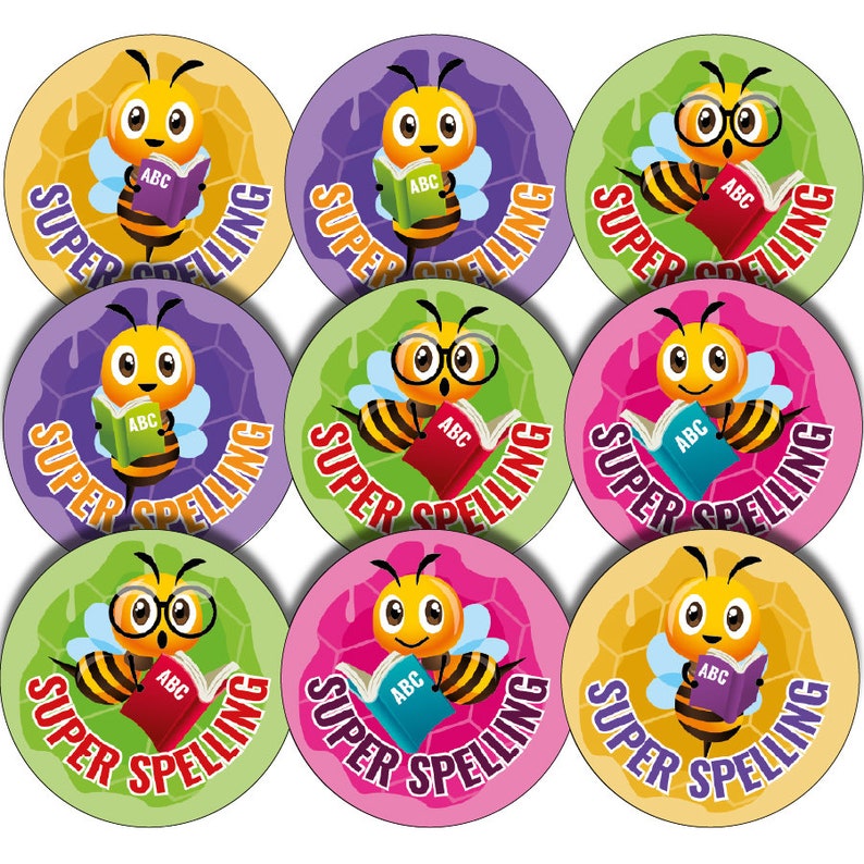 144 Super Spelling Bee 30mm Reward Stickers for School - Etsy