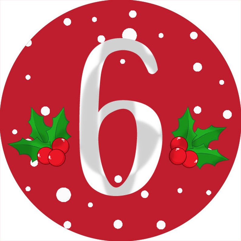 144 12 Days of Christmas Countdown Advent Number Stickers 1-12 30mm ...