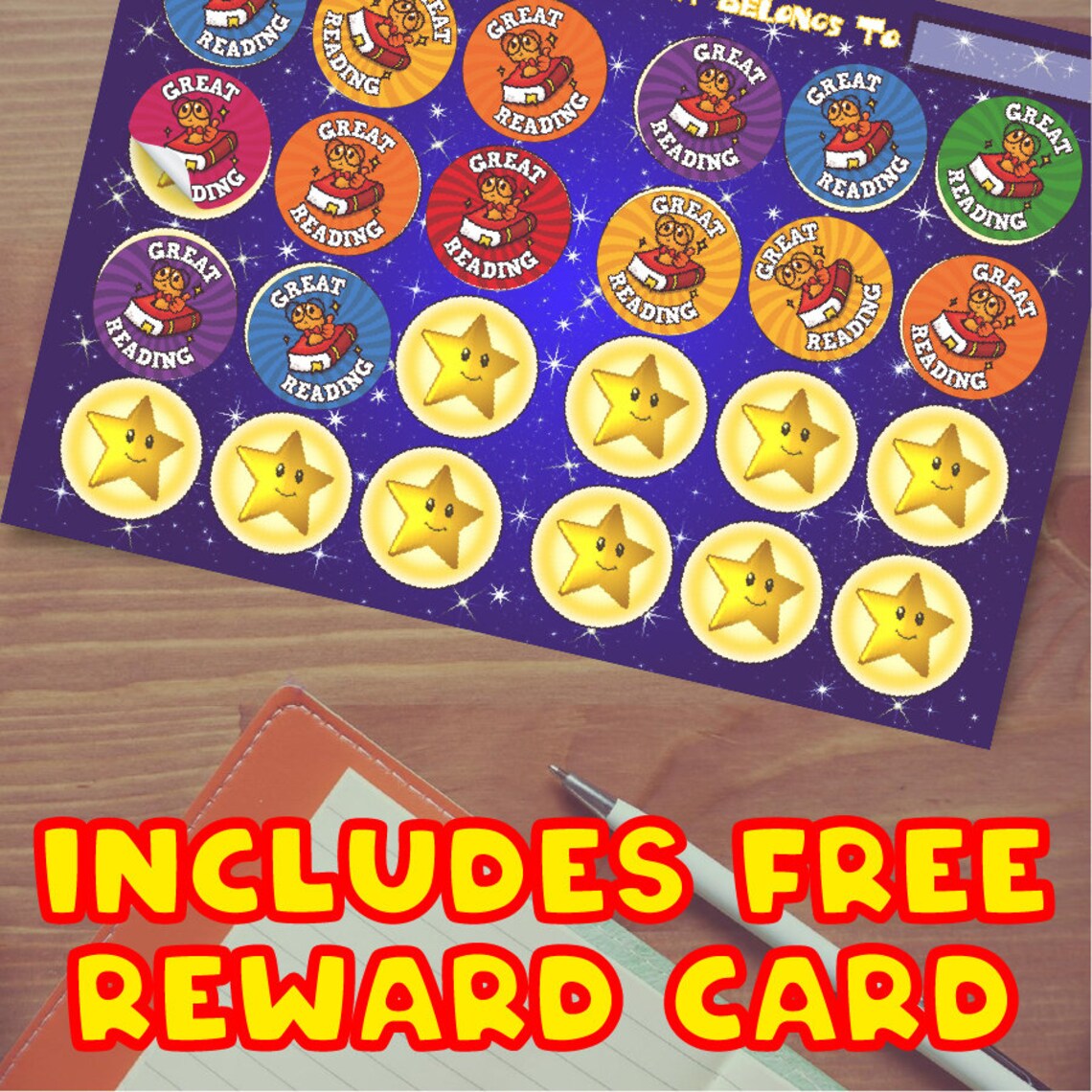 144 Great Reading Book Worm - 30mm Reward Stickers for School Teachers ...