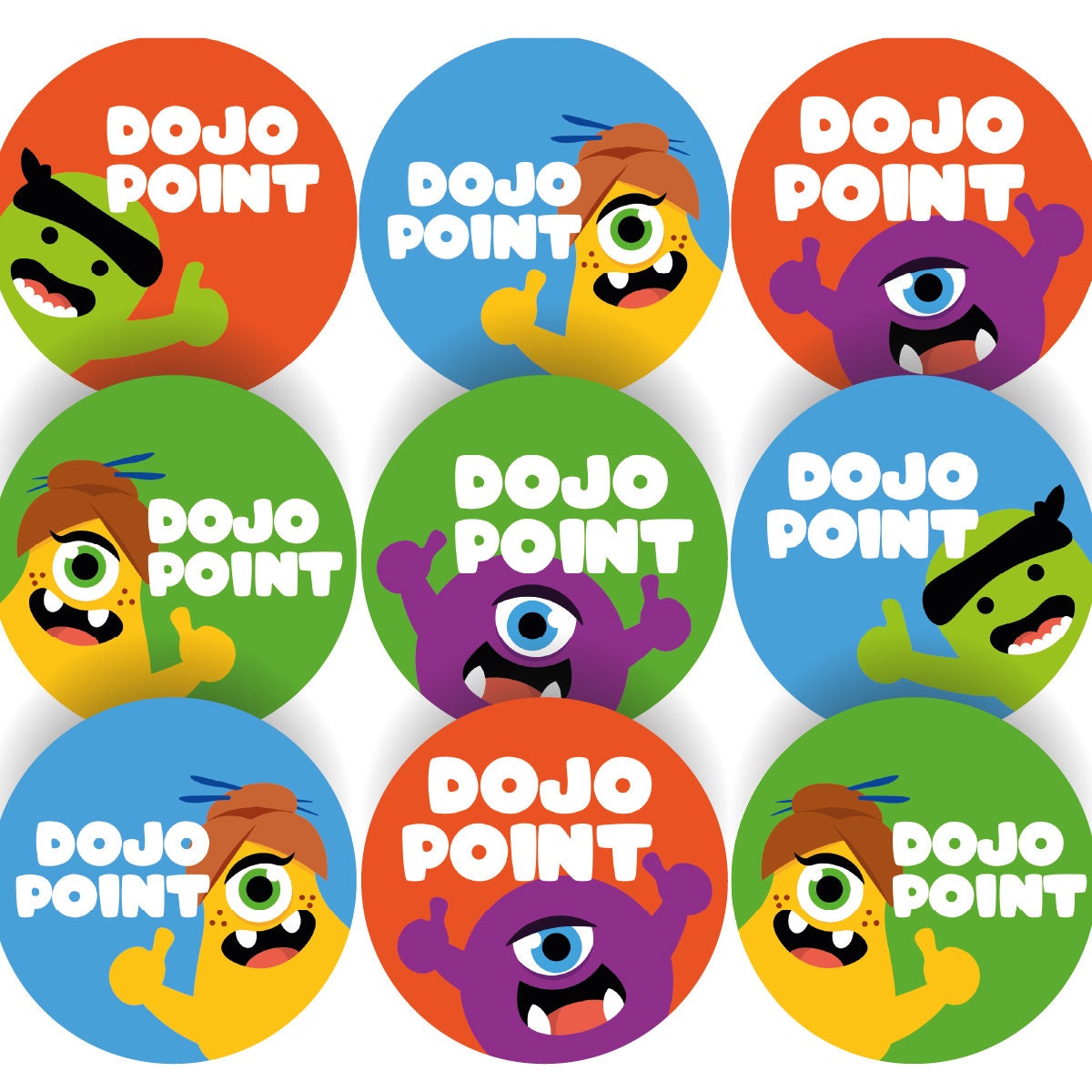 144 Dojo Points - 30mm - Glossy Reward Stickers for Teachers & Parents ...