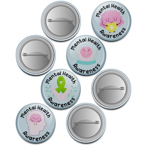 20 X Mental Health Awareness Badge 38mm (pack of 20 Pin Badges - 38mm ...