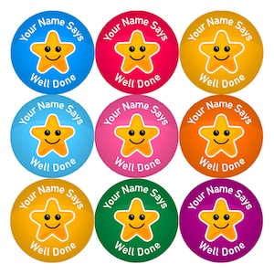 144 Personalised Well Done Star 30mm Reward Stickers for Teachers, Parents, Party Bags School ...
