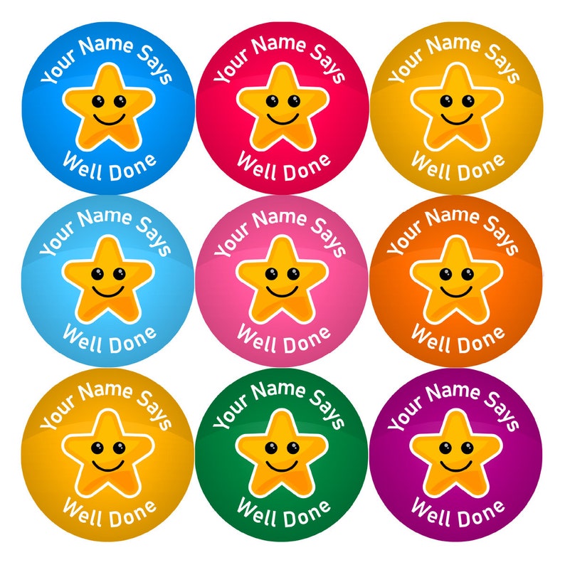 144 Personalised Well Done Star 30mm Reward Stickers for - Etsy UK