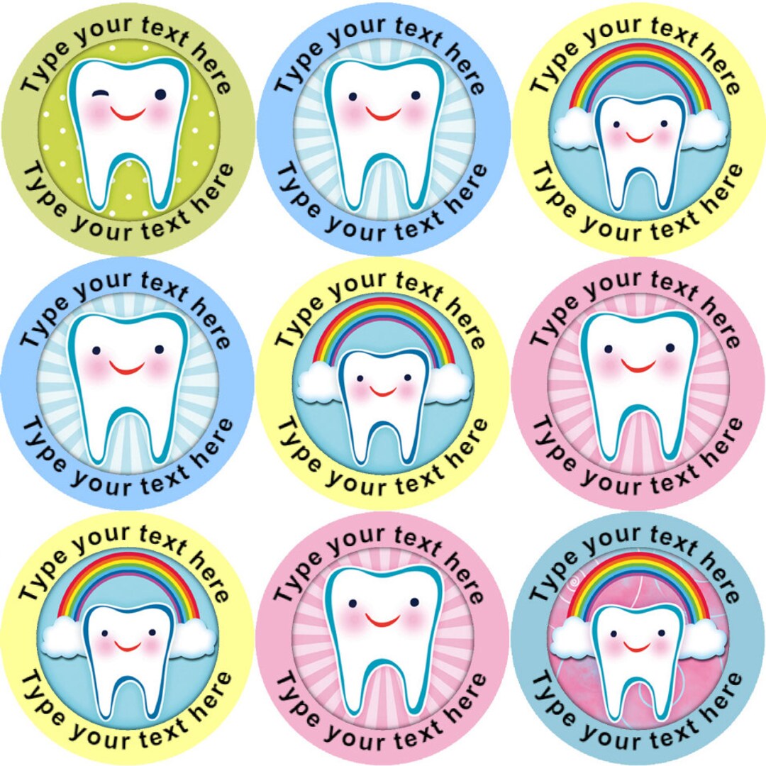 144 Personalised Happy Teeth 30mm Reward Stickers for Dentist, Parents ...