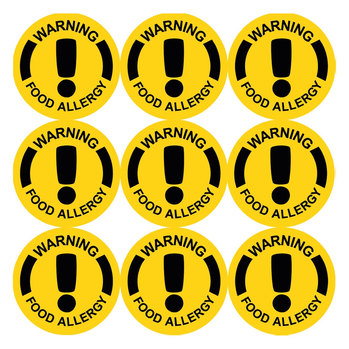 144 Warning Food Allergy Labels 30mm Food Label Stickers - Etsy UK