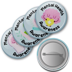 20 X Mental Health Awareness Badge 38mm (pack of 20 Pin Badges - 38mm ...