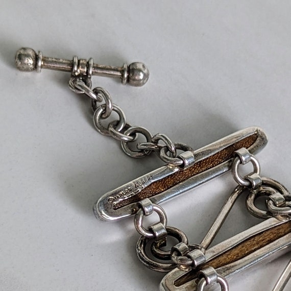 Charles Albert Sterling Silver Bronze Stone Link Brac… - Gem