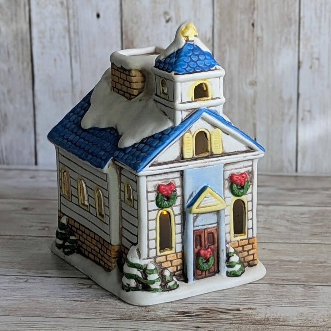Vintage Lefton Colonial Village Ceramic Church 06985 1988 Hand Painted ...