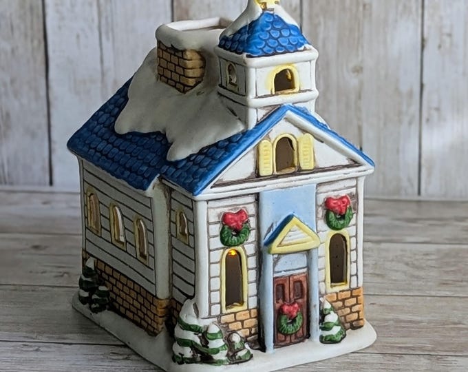Vintage Lefton Colonial Village Ceramic Church 06985 1988 Hand Painted ...