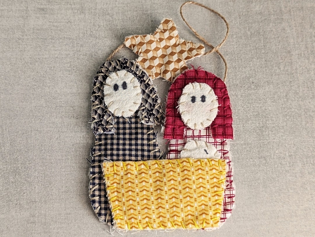 Handmade Primitive Folk Art Nativity Ornament | Folk Art Christmas ...