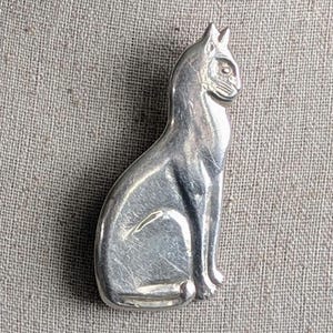 Sterling Silver Sitting Cat Pin Brooch Adorable Cat Pendant Pin/brooch ...