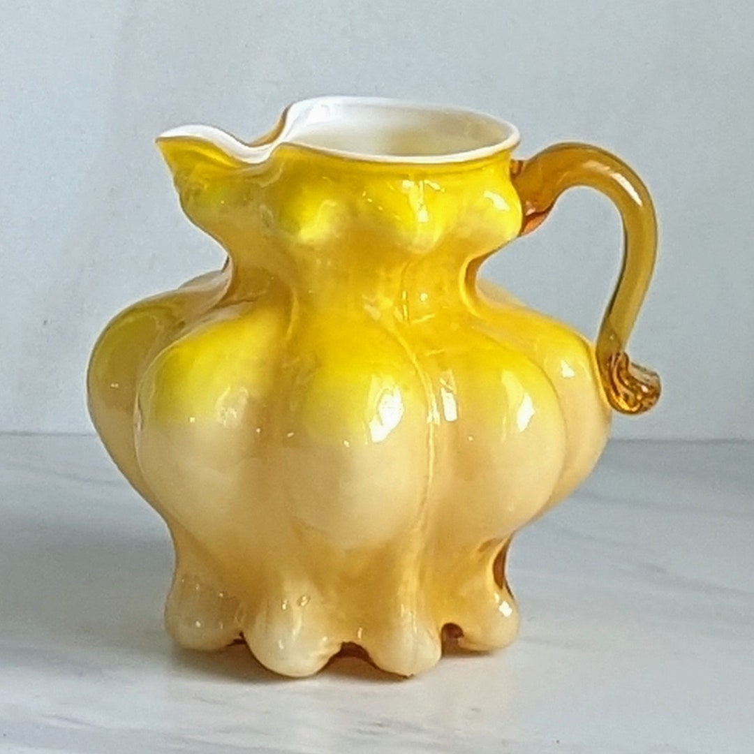 Lovely Vintage Kanawha Bulbous Yellow Glass Pitcher - Etsy